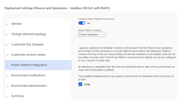 Installing dual write components and deployment of Projects operations ...